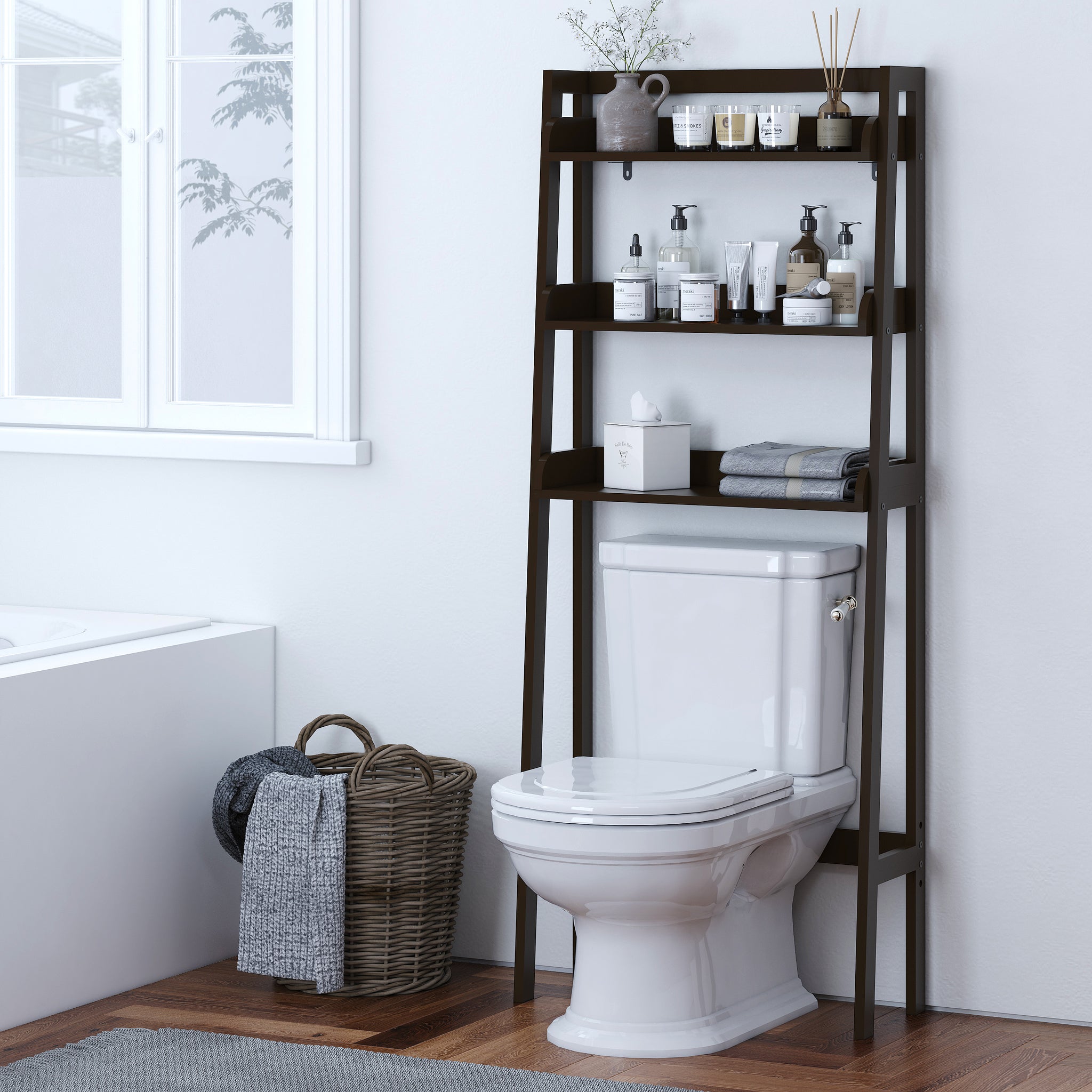 SPIRICH HOME 3 Tier Ladder Shelf Over The Toilet Shelf– spirichhome